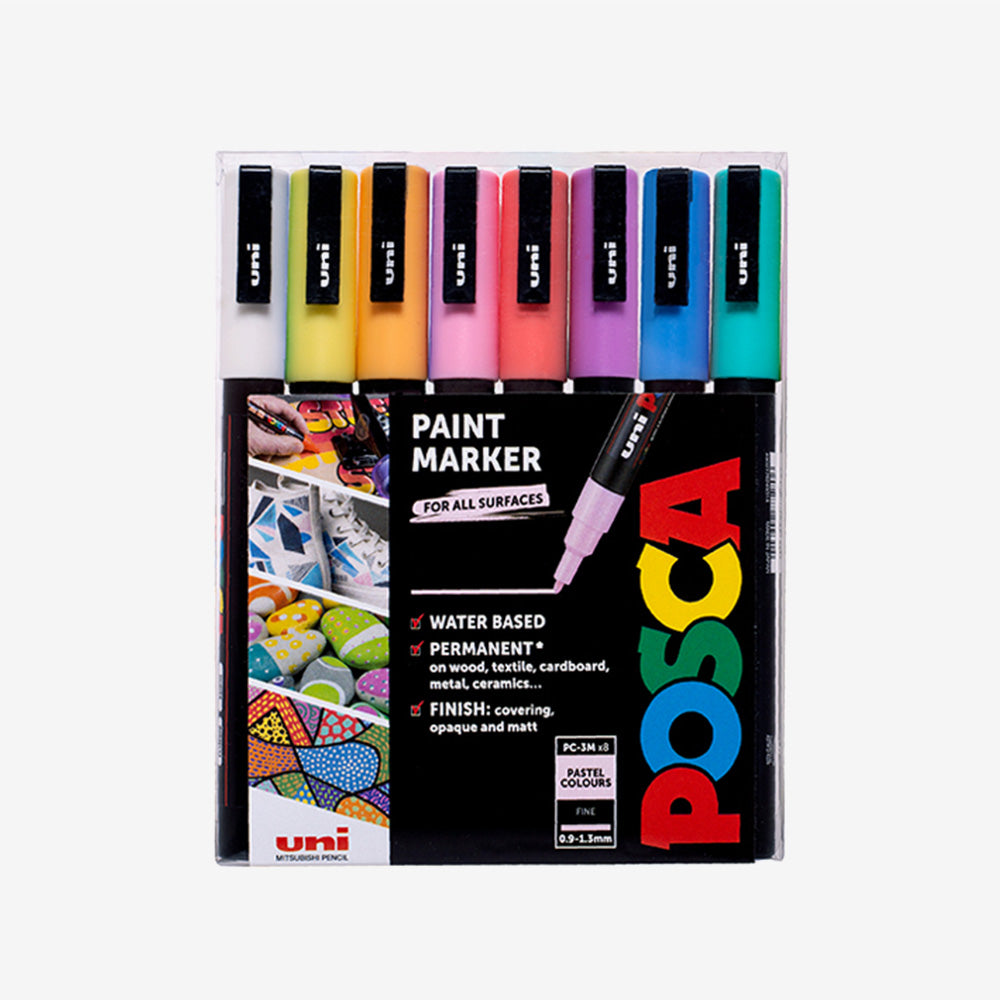 POSCA PC-3M Fine, Pastell 8-pakk – Goodnotes.no