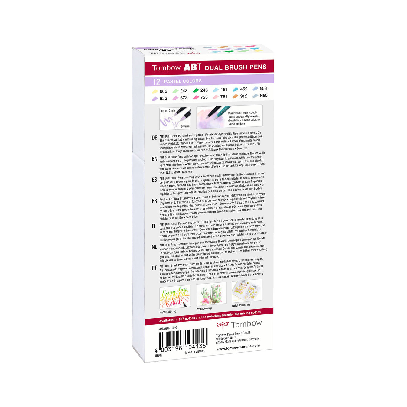 Tombow ABT Dual Brush 12P-2 Pastel (Sett med 12 Farger) – Goodnotes.no